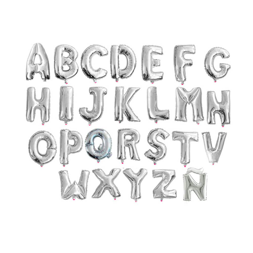 Globo Metalizado Letra 16" Plateada por Unidad Inflada con Aire ...