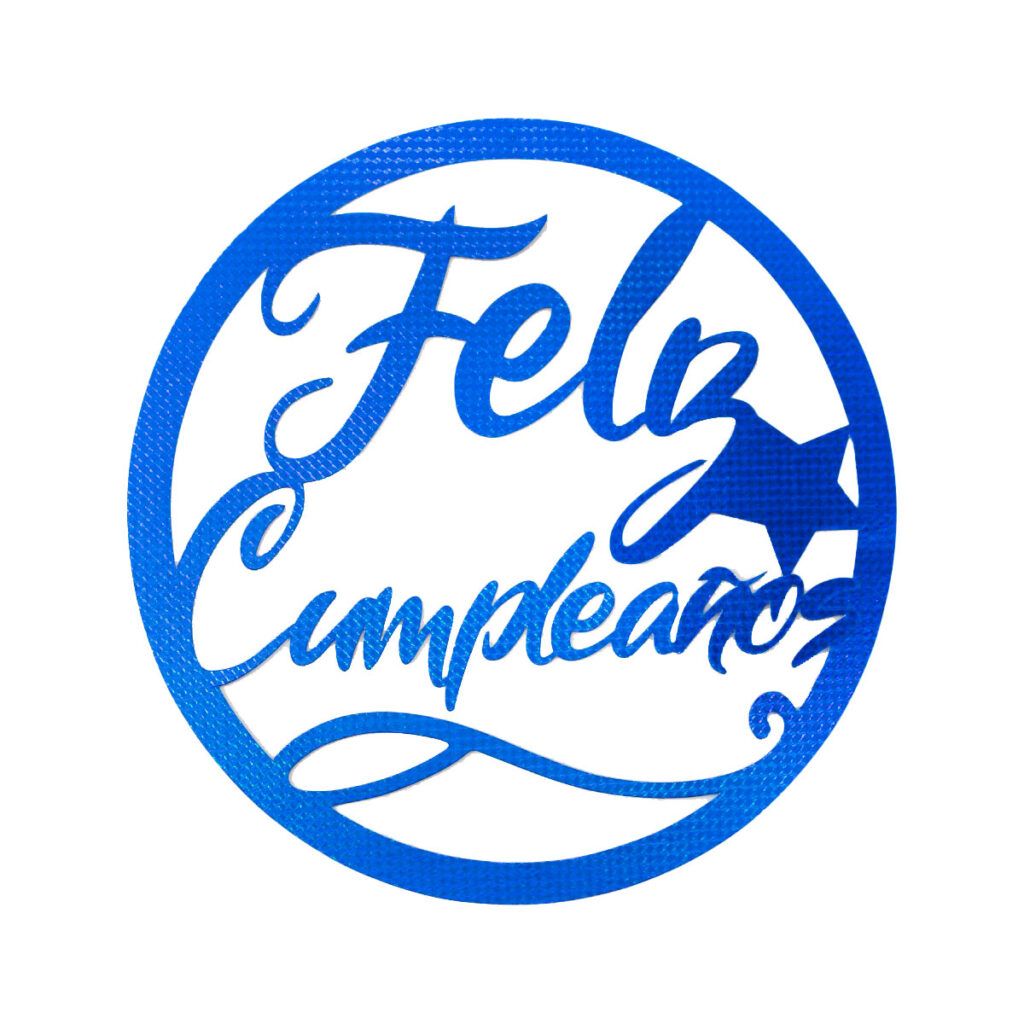 Letrero Redondo Feliz Cumpleaños Azul - Globos, Flores y Fiestas